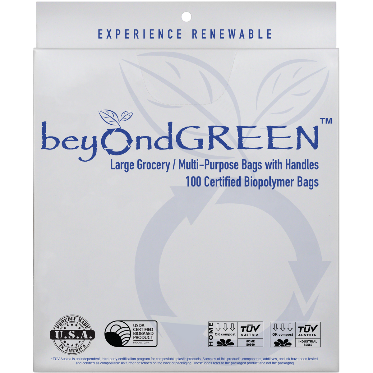 Plant-Based Large Food Safe Multi-Purpose Bags with Handles – 100 Bags ...