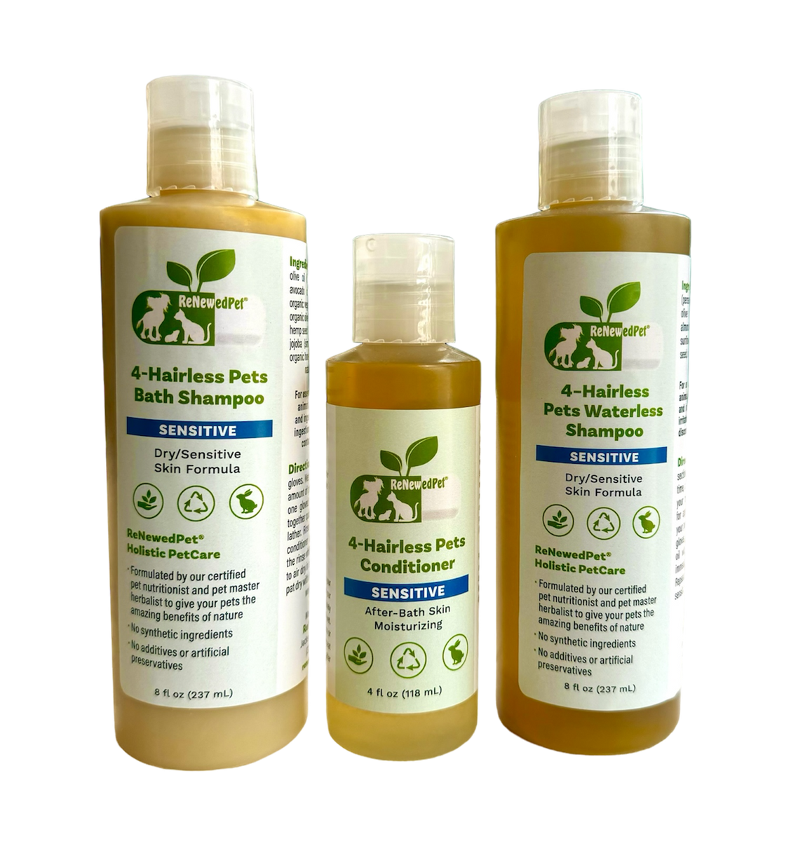 4-HAIRLESS PETS SENSITIVE SHAMPOO, WATERLESS & CONDITIONER KIT ...