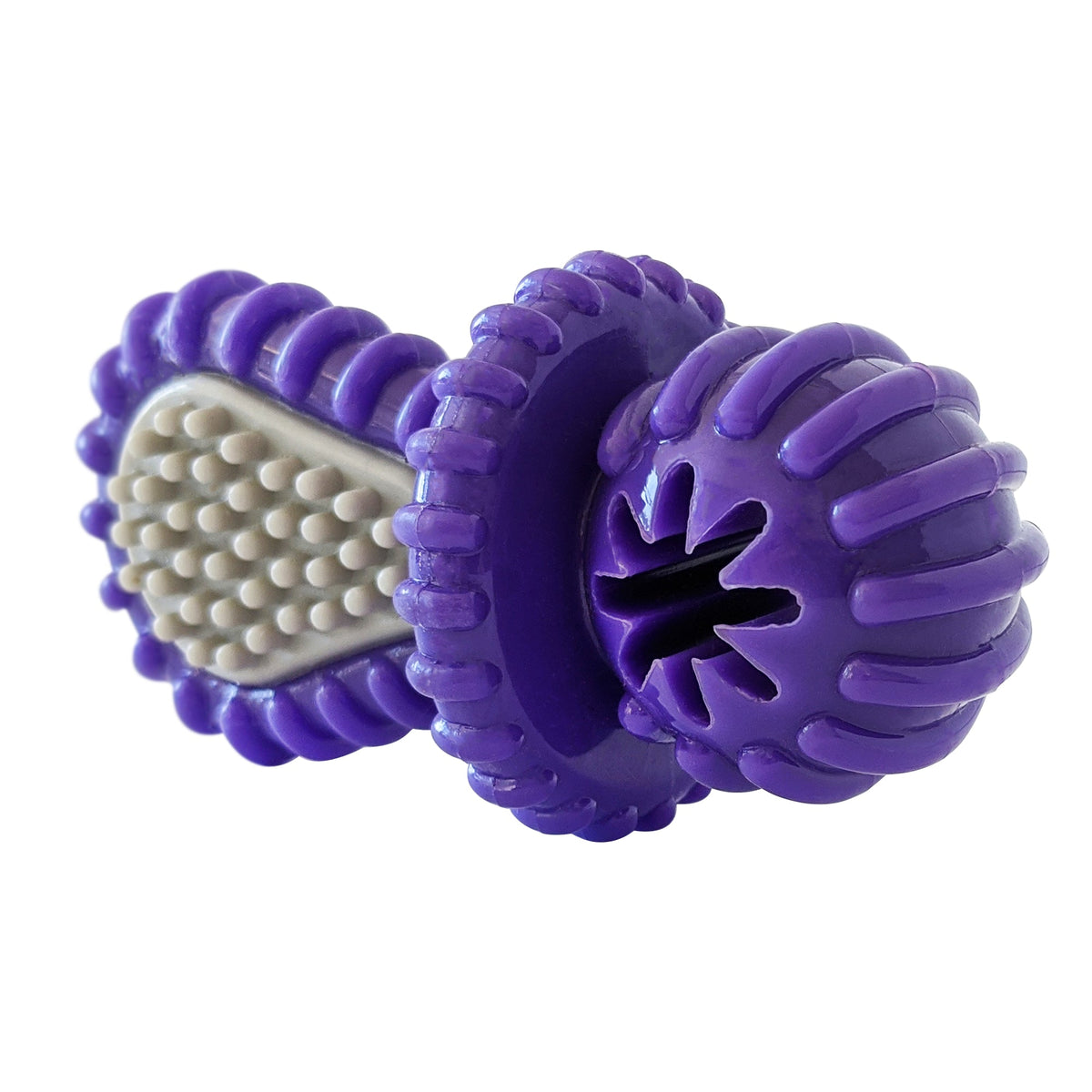 Purple Rubber Dental Pacifier Dog Toy – Ridges, Treat Hole & Durable ...